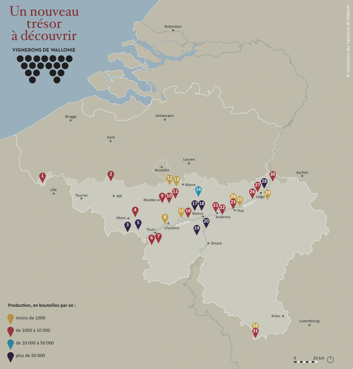 La carte des vignerons de Wallonie – Wines in Belgium